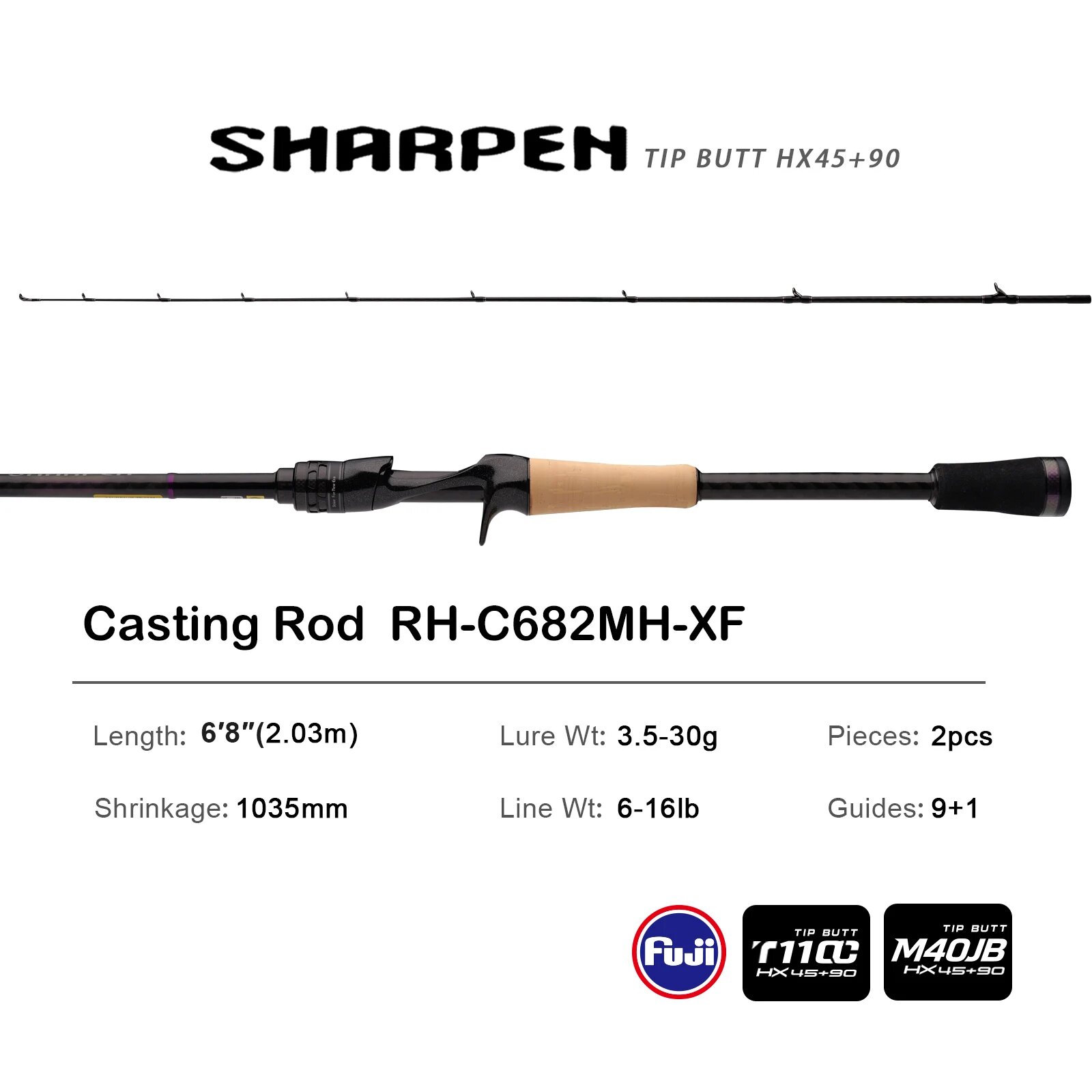 Удилище спиннинга PURELURE RH-C682MH-XF