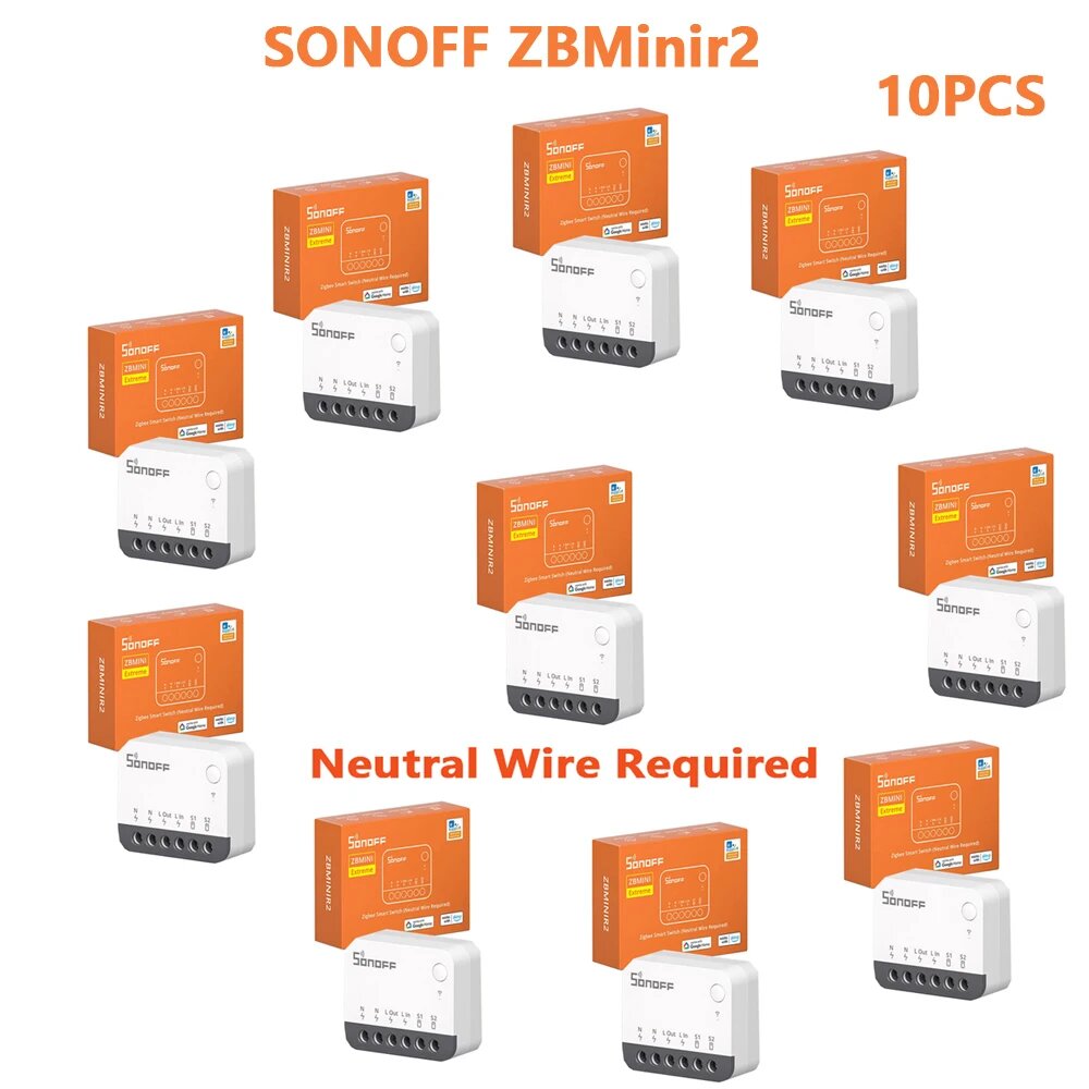 Умный мини-выключатель SONOFF ZBMinir2 ZBMinil2 Extreme Zigbee (без нейтрального провода) для умного дома, управление реле через eWelink