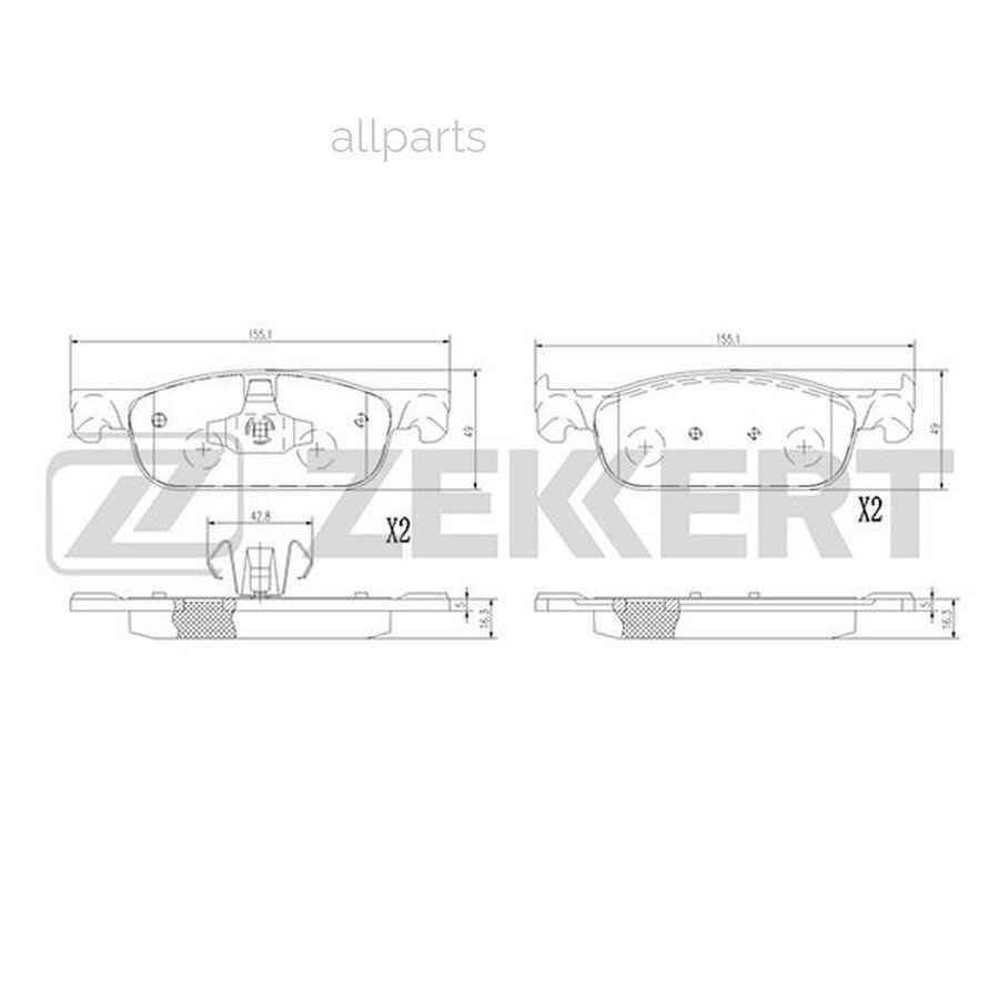 ZEKKERT BS-1378C Колодки торм. диск. передн. (смесь CERAMIC) Dacia Logan II 12- Logan MCV II 13- Sandero II 15- Re