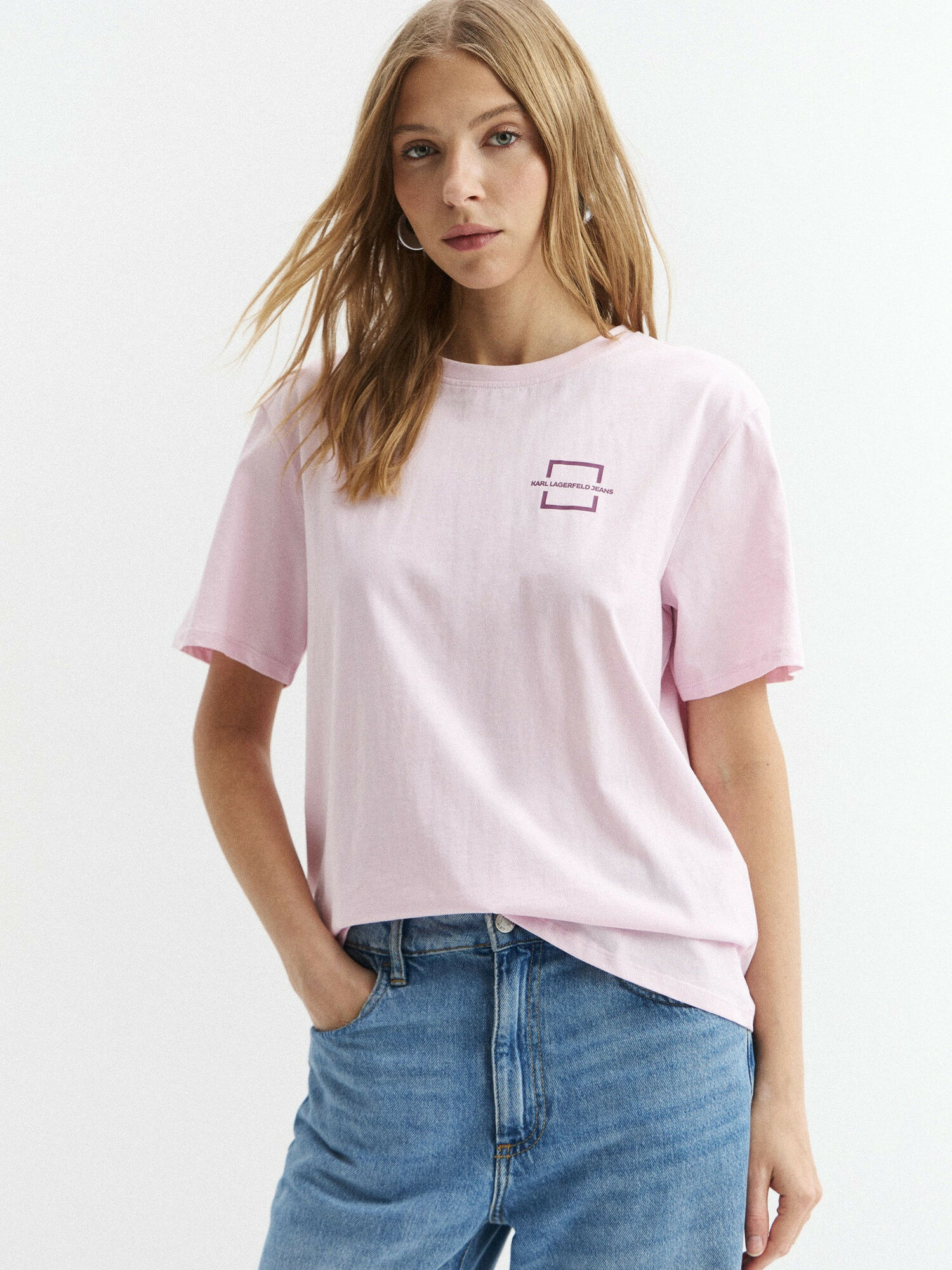 Футболка KARL LAGERFELD JEANS, размер M, розовый
