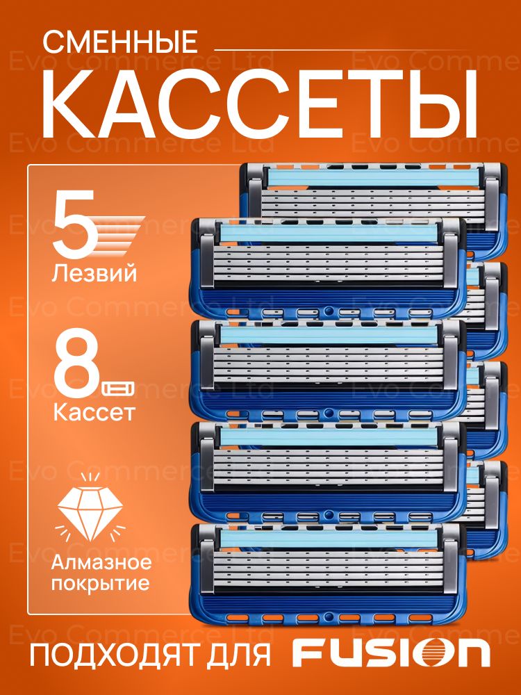 Лезвия Кассеты для бритья мужские 8 штук / Сменные с 5 лезвиями