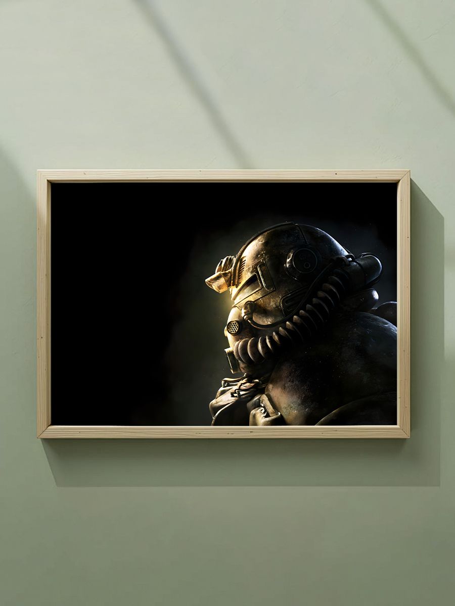 Постер, плакат на стену "Портрет шлема силовой брони Fallout Игра" 42 см х 29,7 см (А3) Без Рамы
