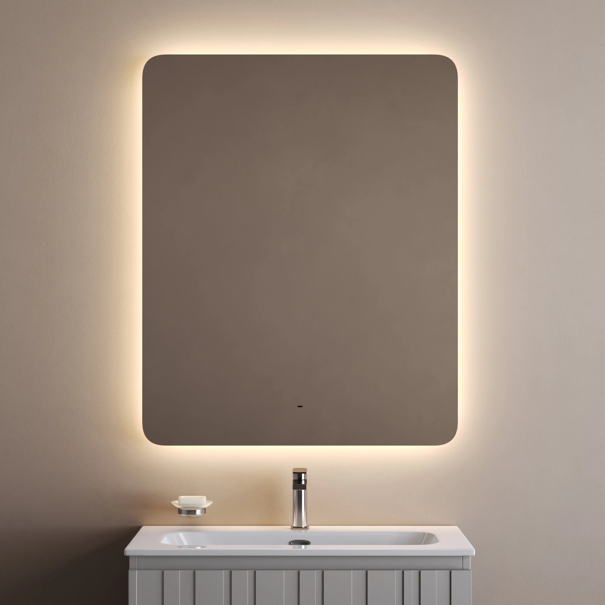 Зеркало для ванной Sancos Луч 2.0 (Ray 2.0), RA2.800, 80×100 см, LED-подсветка, 3 температуры света
