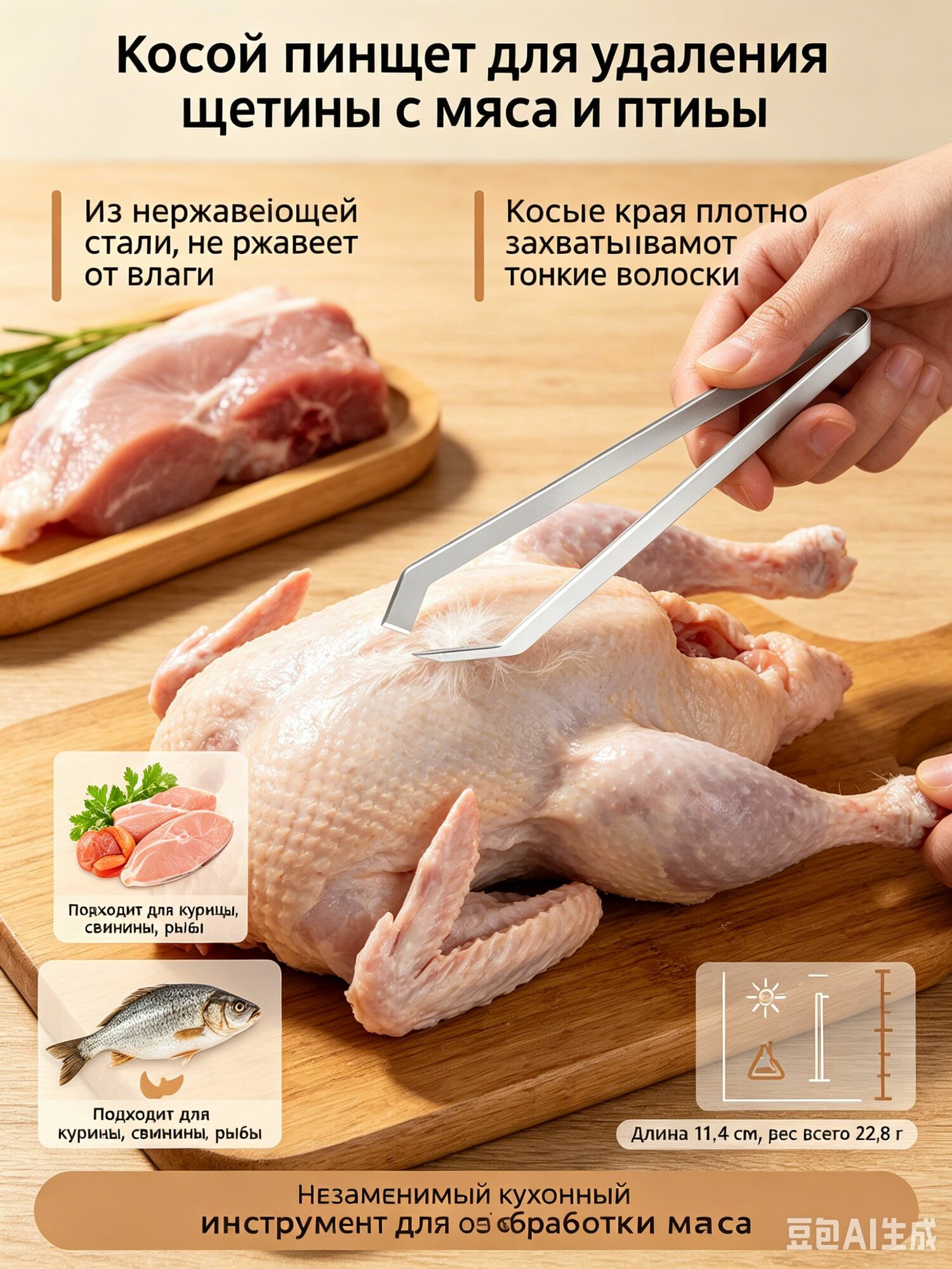 Щипцеобразное устройство из нержавеющей стали, состоящее из 2 частей, с одной плоской горловиной и одной наклонной горловиной
