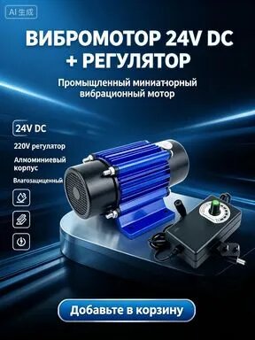 Вибромотор 24V DC с регулятором 220V, миниатюрный вибрационный мотор, алюминиевый корпус, промышленный