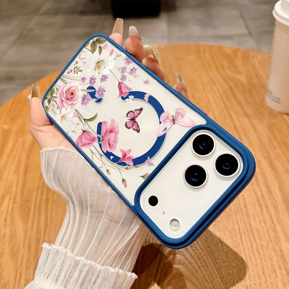 Прозрачный Чехол Для Телефона С Принтом Бабочек Для iPhone 17/16/15/14/13/12 iPhone XS, Blue-CC119