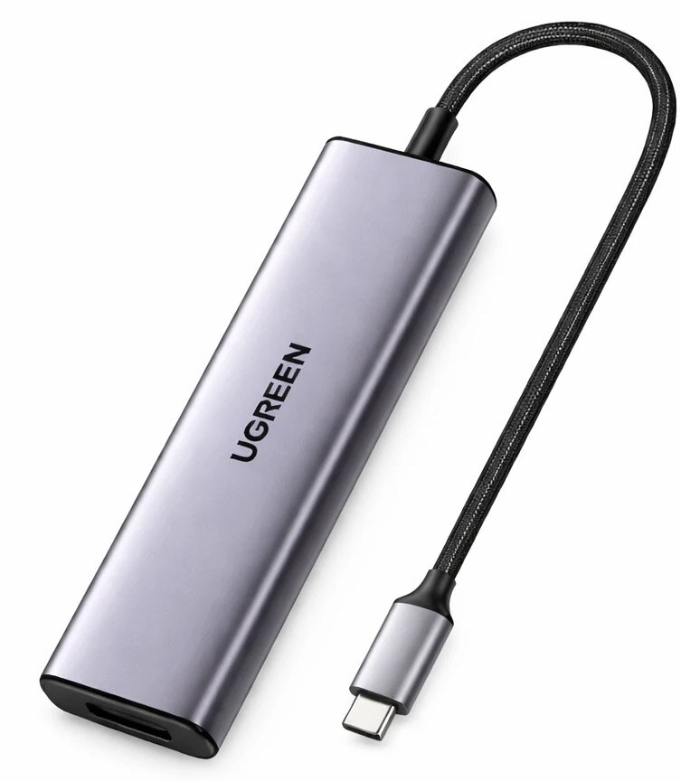Хаб UGREEN CM511 (75586) 6-in-1 USB-C Hub With 3*USB-C 2*USB-A PD. серый космос 75586_