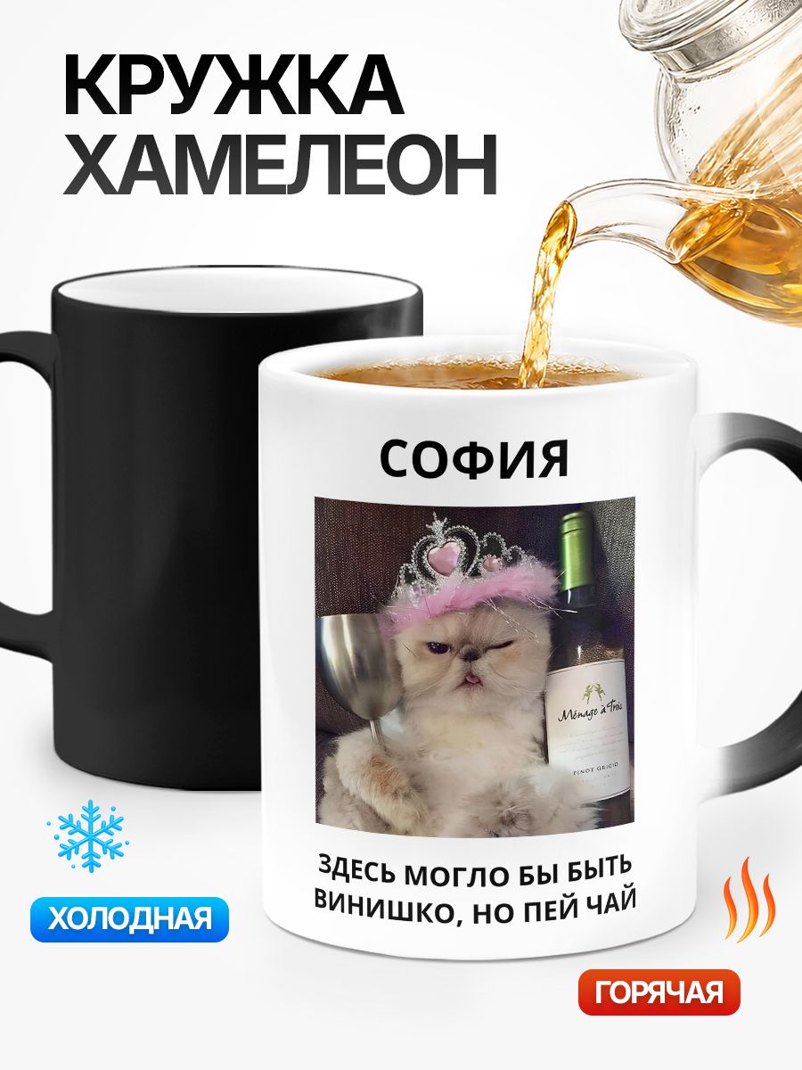 Кружка хамелеон с приколом с именем София