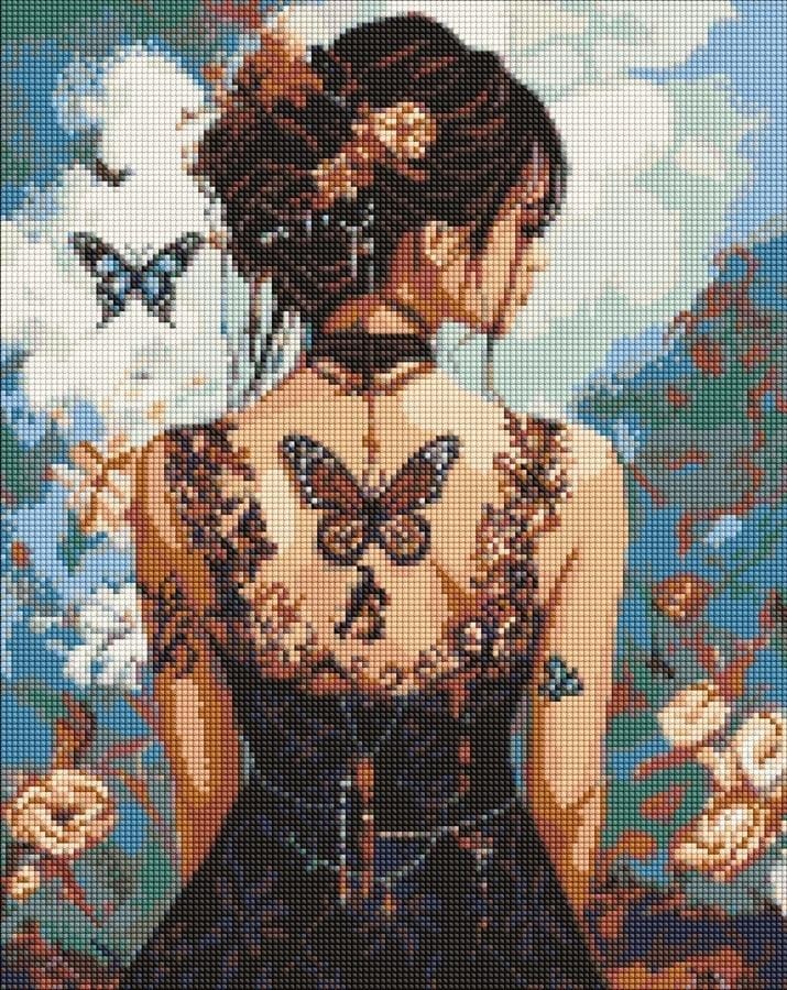 Мозаика алмазная Ideyka Красавица с бабочками, разноцветный, 40x50 см
