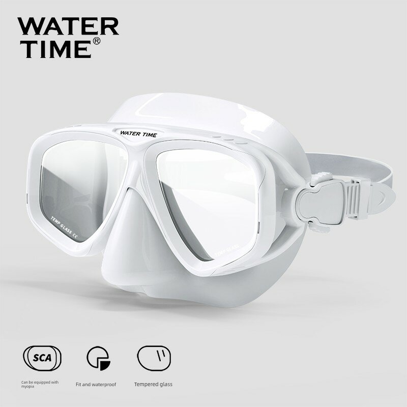 WaterTime Белые однолинзовые плавательные очки для комфортной посадки