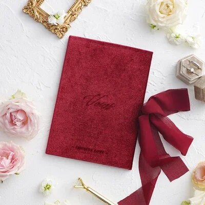 Бархатная книга клятв для свадьбы Красный, wine red