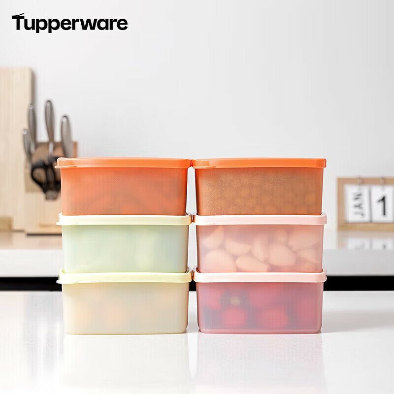 Tupperware герметичные контейнеры 400 мл*6 для фруктов и овощей с защитой от запахов Цвет：Набор ярких цветов 400 мл*6