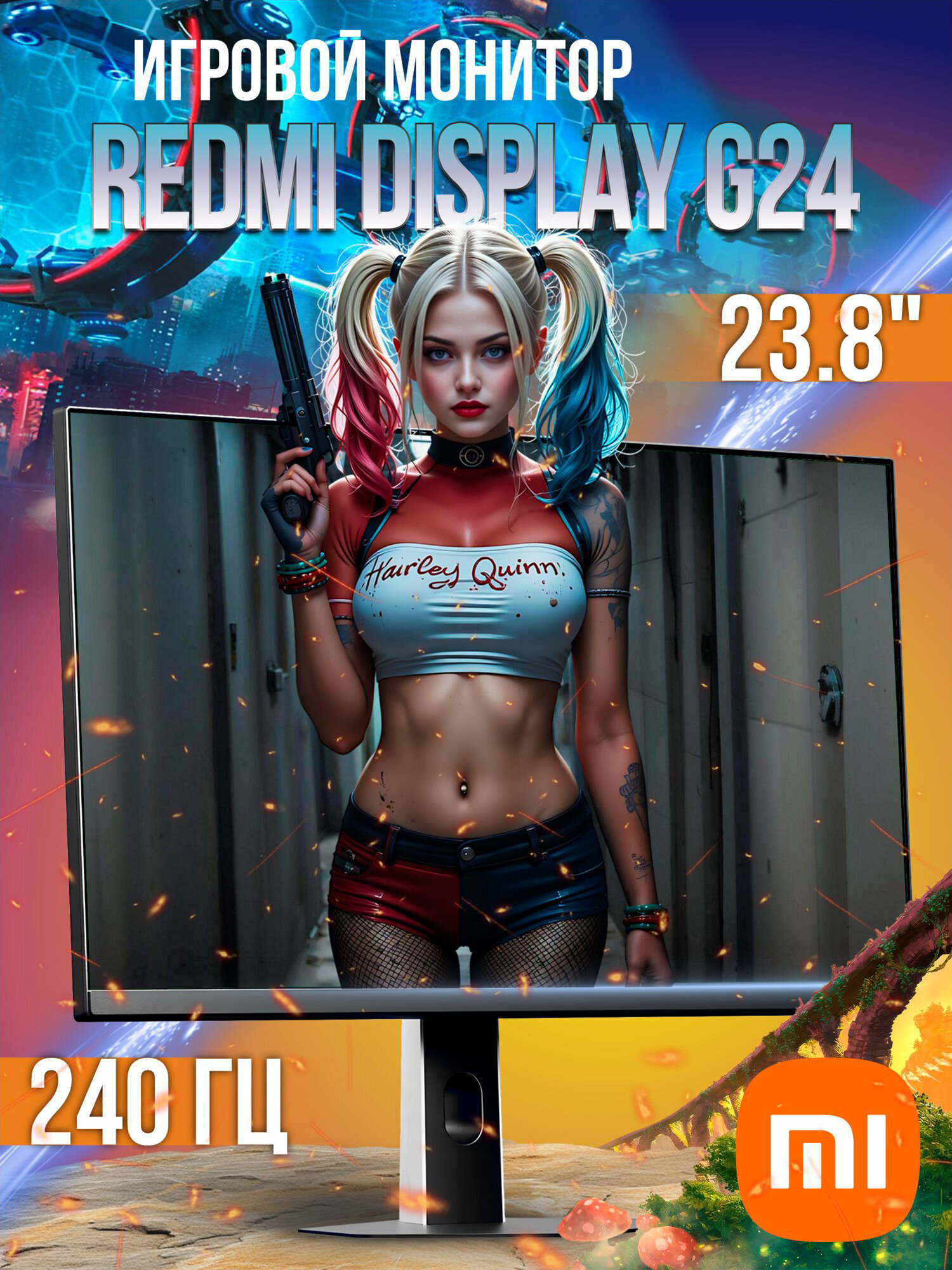 Xiaomi 24" Монитор Redmi Display G24 23.8" VA 240HZ (A24FDA-RG) (A24FDA-RG), VA, 1920x1080 Full HD, 240 Гц, черный, черный матовый