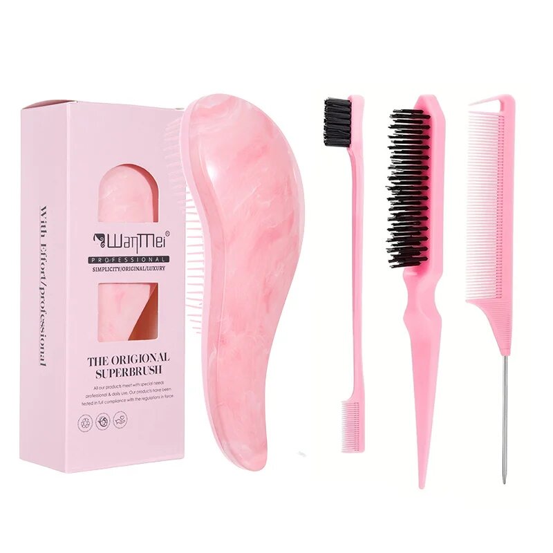 Набор расчесок для укладки волос TZ1382 Pink-4pcs