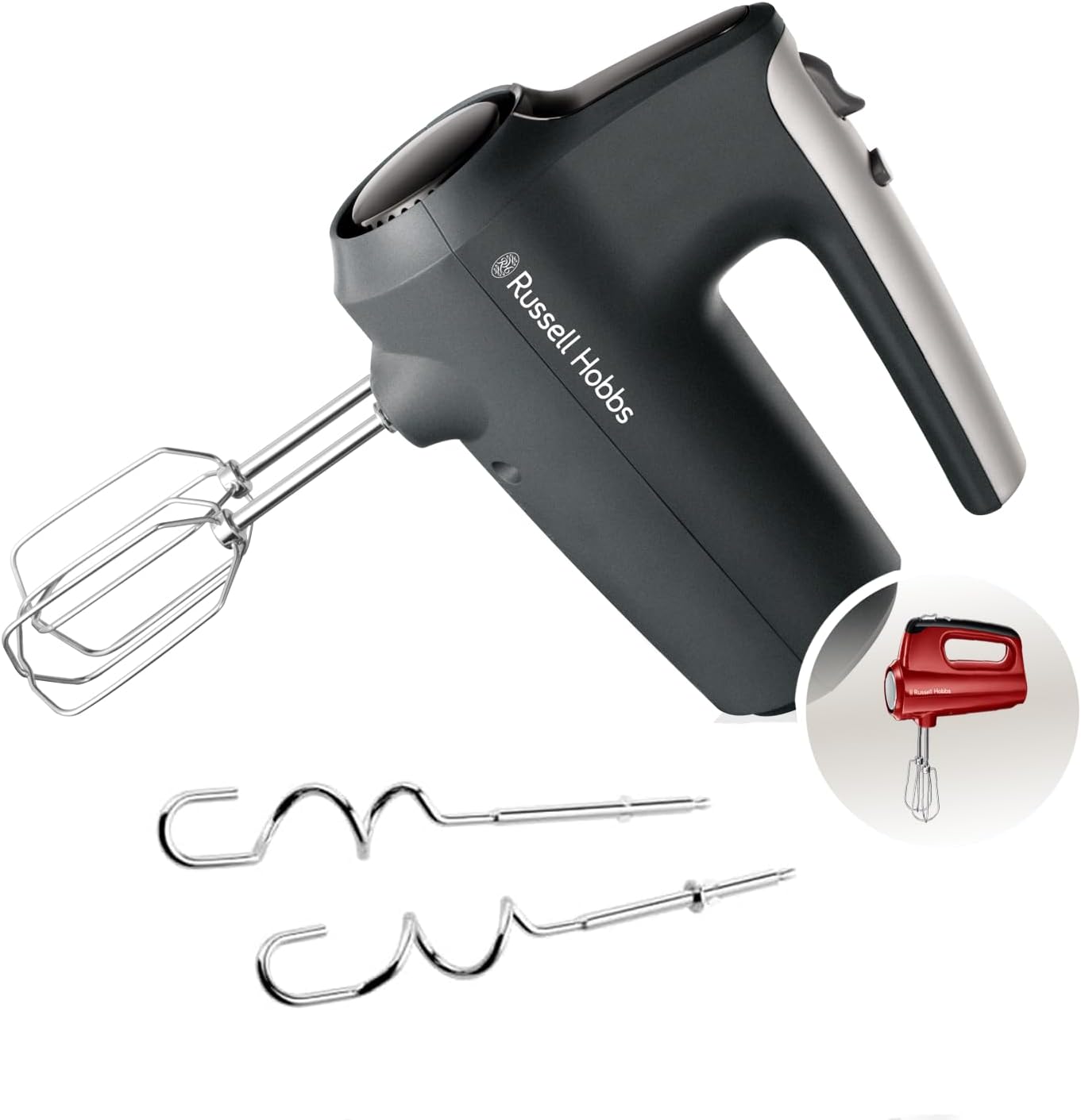 Ручной миксер Russell Hobbs Elvisp 2 спиральные венчика, 2 венчика черный 27151-56