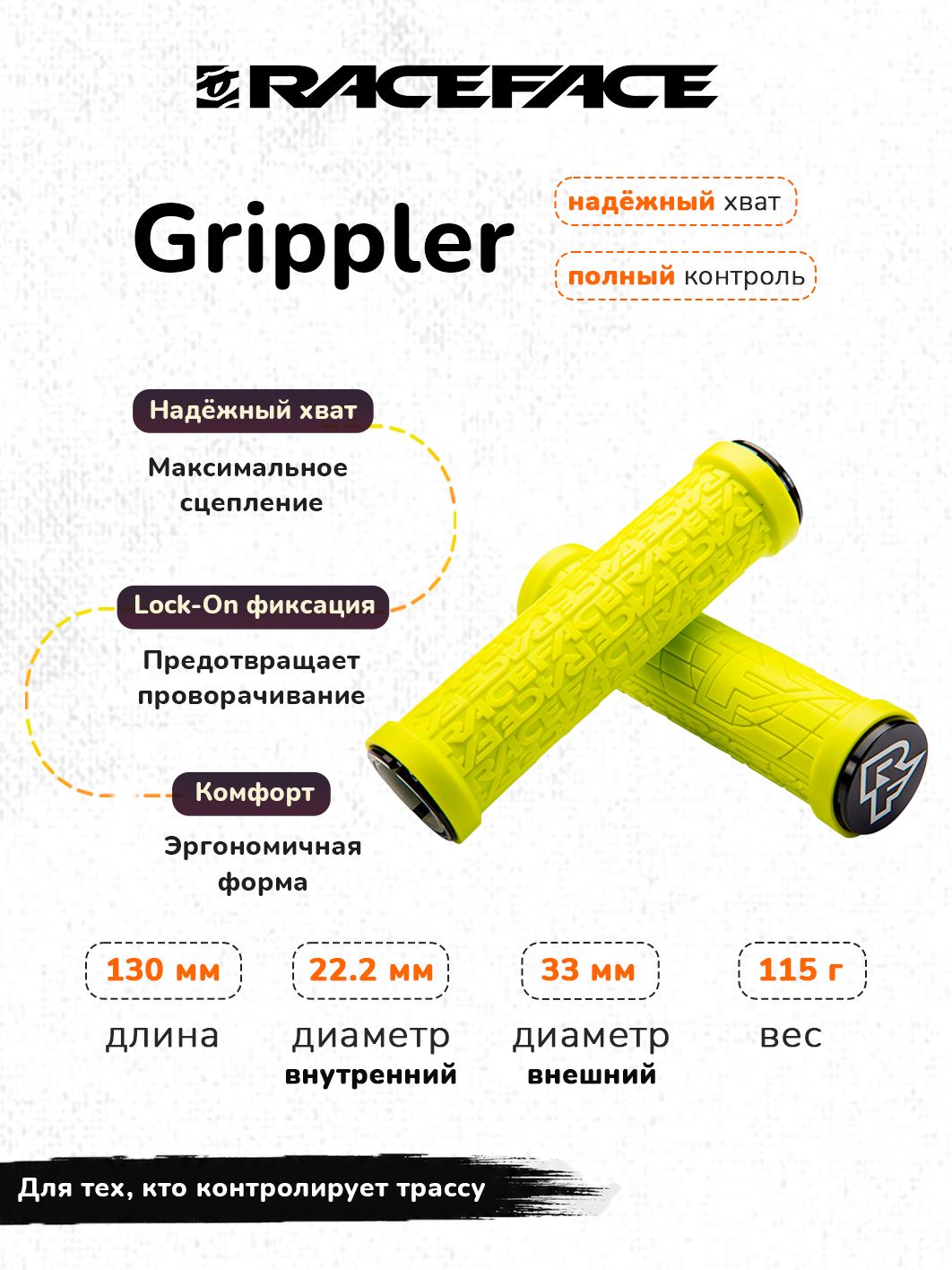 Грипсы Race Face Grippler Yellow 33 мм