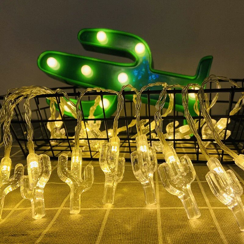 Светодиодные гирлянды-кактусы тёплый белый 10/20/40/80 LED 1.5/3/6 м 3m 20led battery, WHITE
