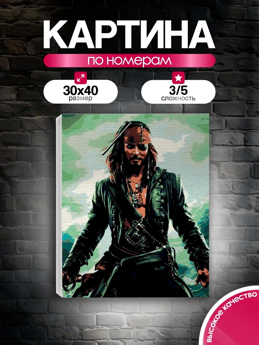 Картина по номерам 30x40 Джек Воробей