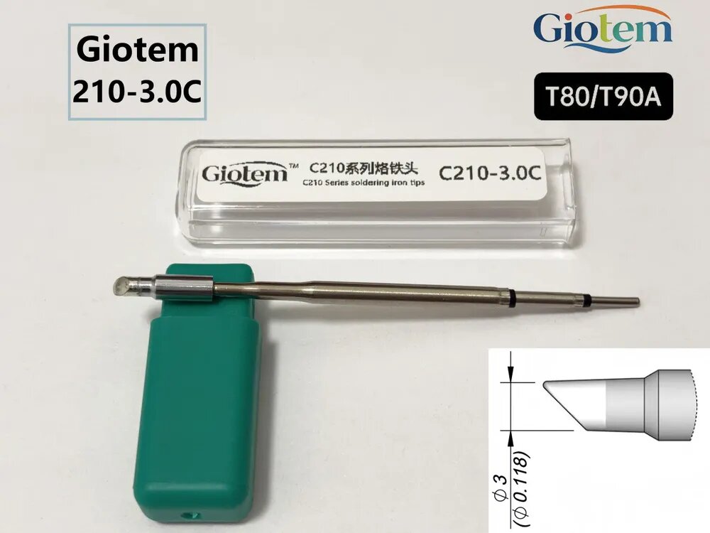 Giotem Бессвинцовое паяльное жало C210-3.0C Совместимая рукоятка сварочного сопла C210, быстрый нагрев, 1 предметов
