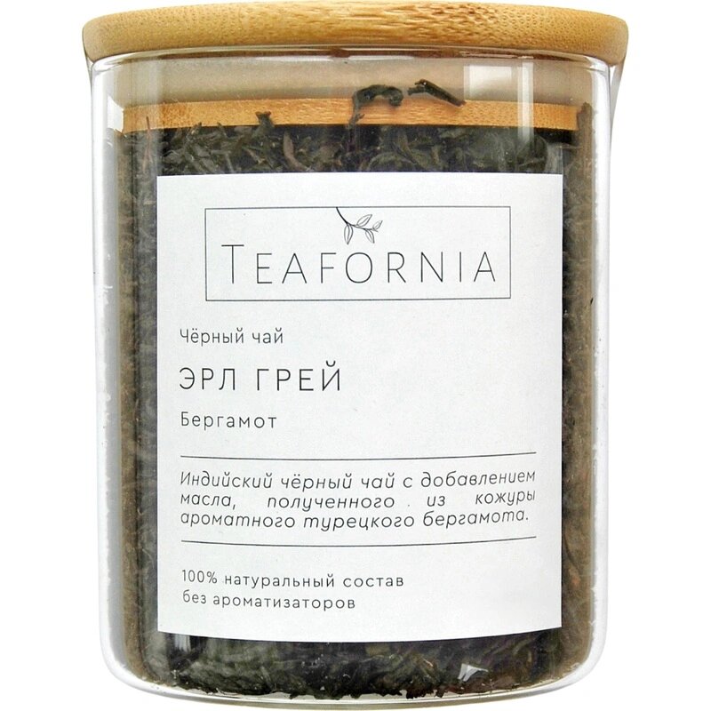 Чай Teafornia Эрл Грей чёрный, стекло большое, 110г