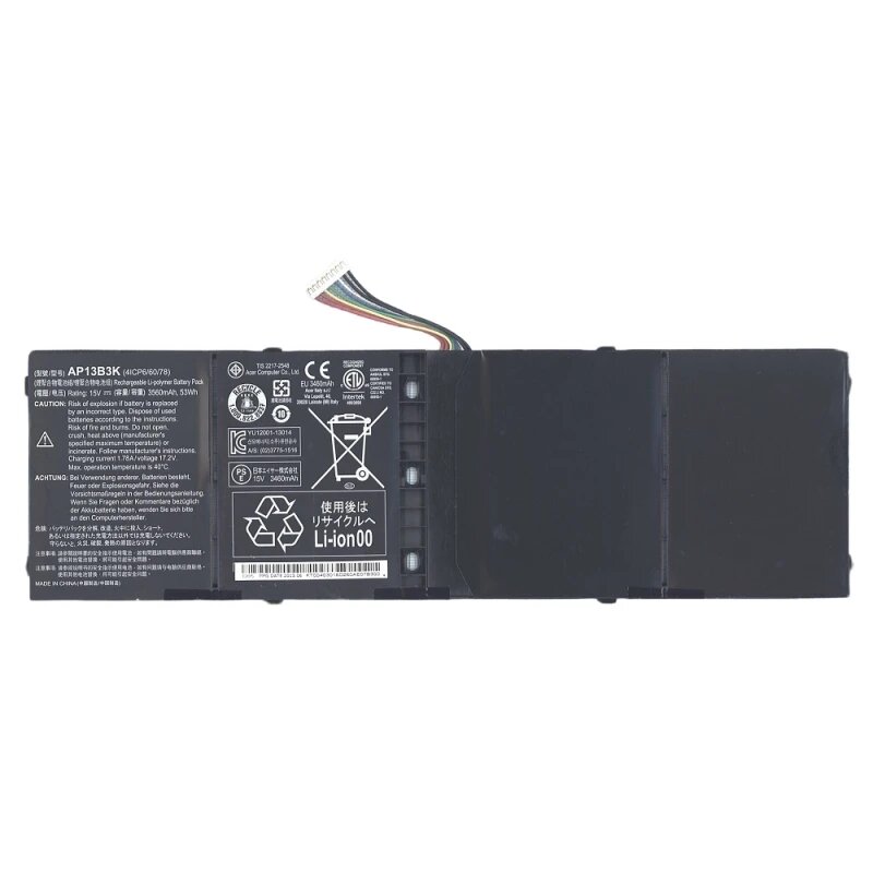 Аккумуляторная батарея для ноутбука Acer Aspire V7-482 (AP13B3K) 15V 3560mAh 53Wh