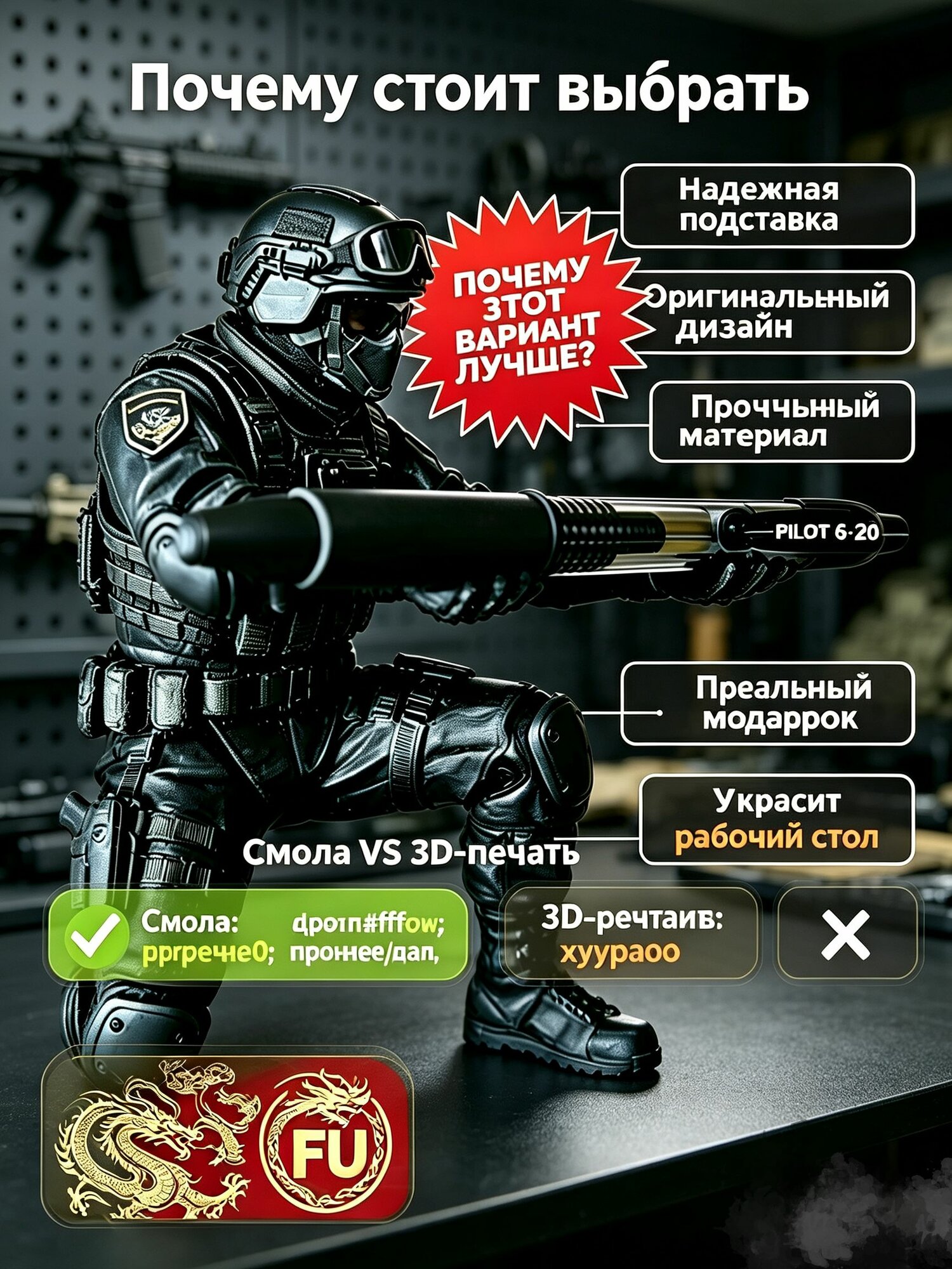 Внутриигровая Черный, серый, высота 8 см, длина 6 см