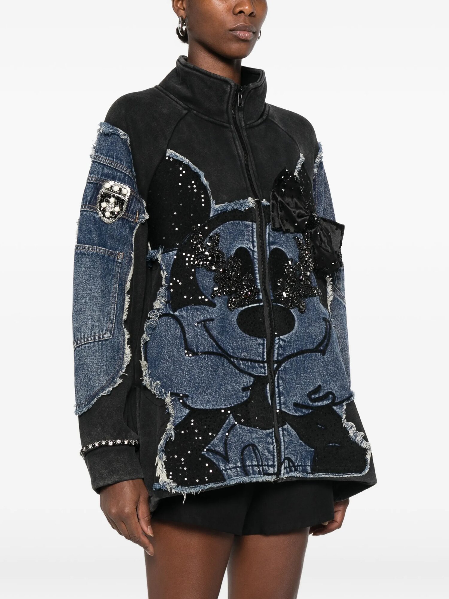 Куртка  Oversized sequin-embellished patchwork jacket, размер OneSize, черный — фото 1