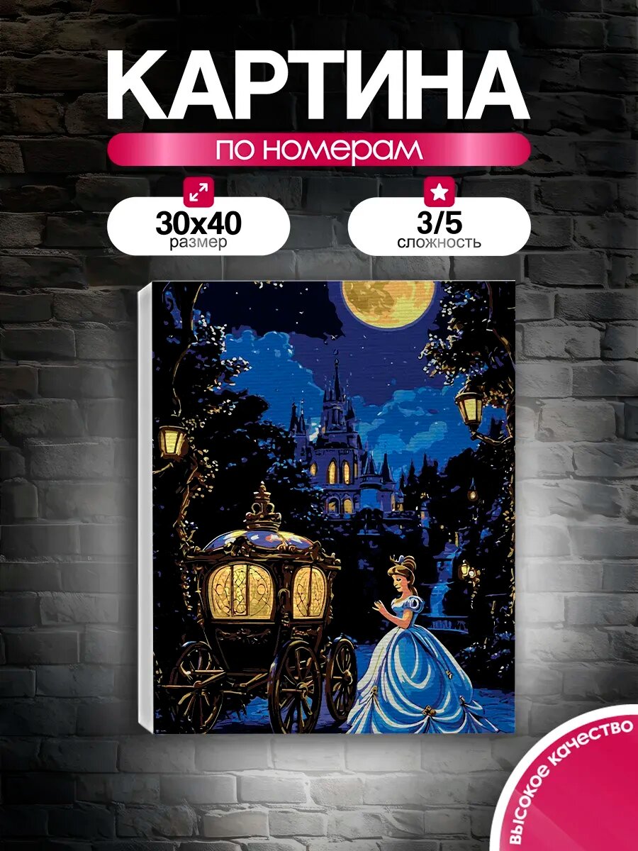 Картина по номерам 30x40 Золушка и карета