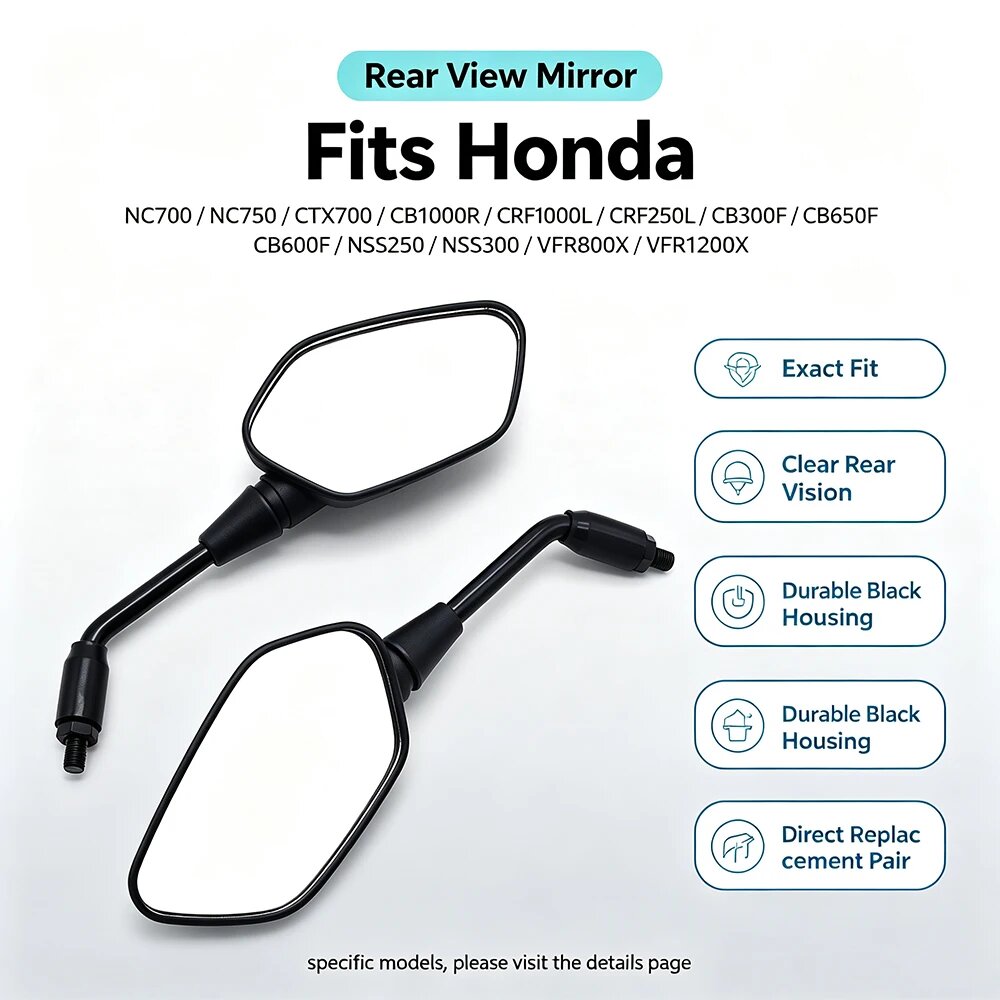 Боковое зеркало для мотоцикла Honda NC700 NC750 NSS250 250 NSS300 300 SH300 CTX700 CB1000R CRF1000L CRF250L CB300F CB650F CB600F