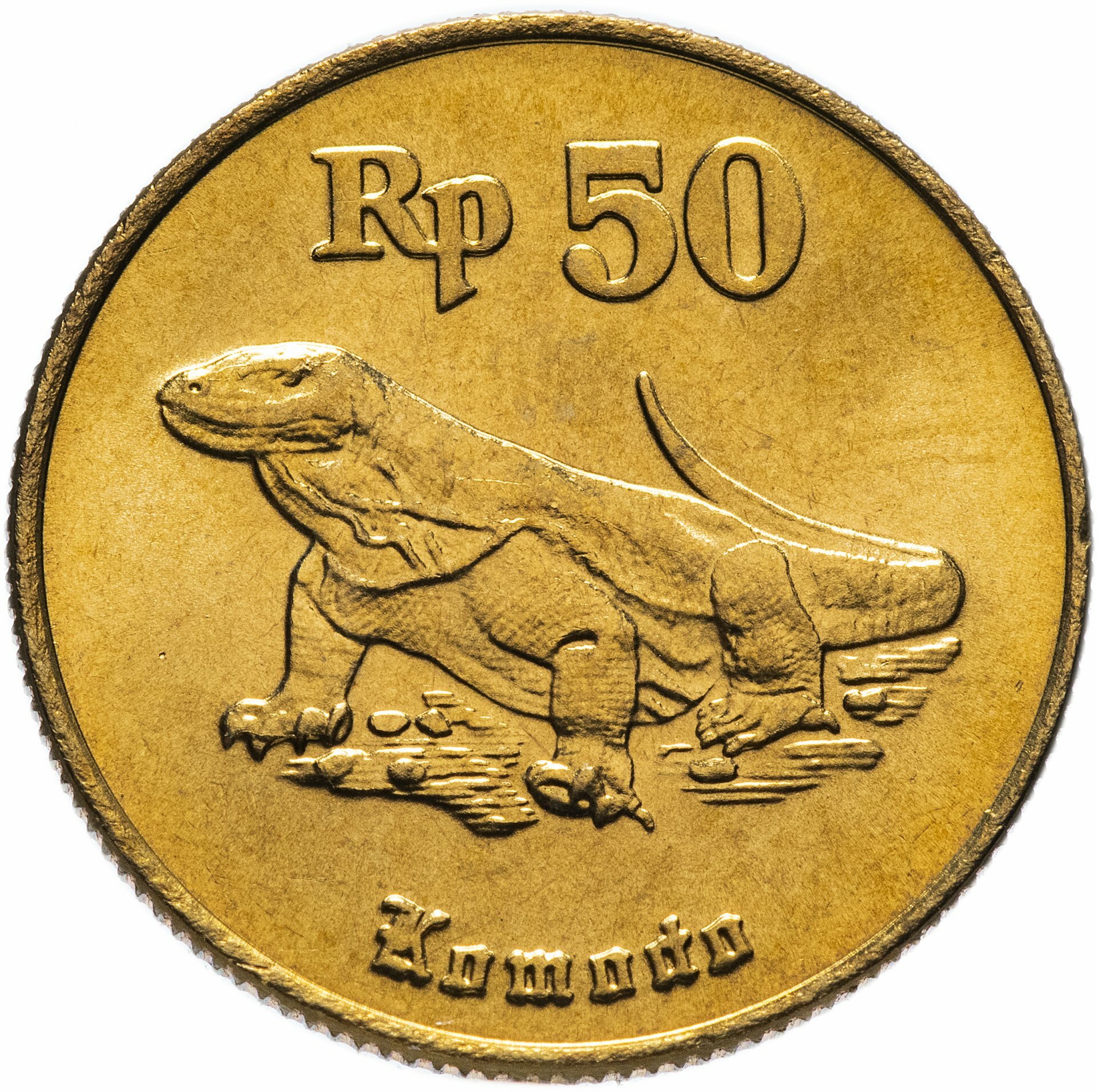 Индонезия 50 рупий 1998 Варан, Бронза, в сохранности AU-UNC