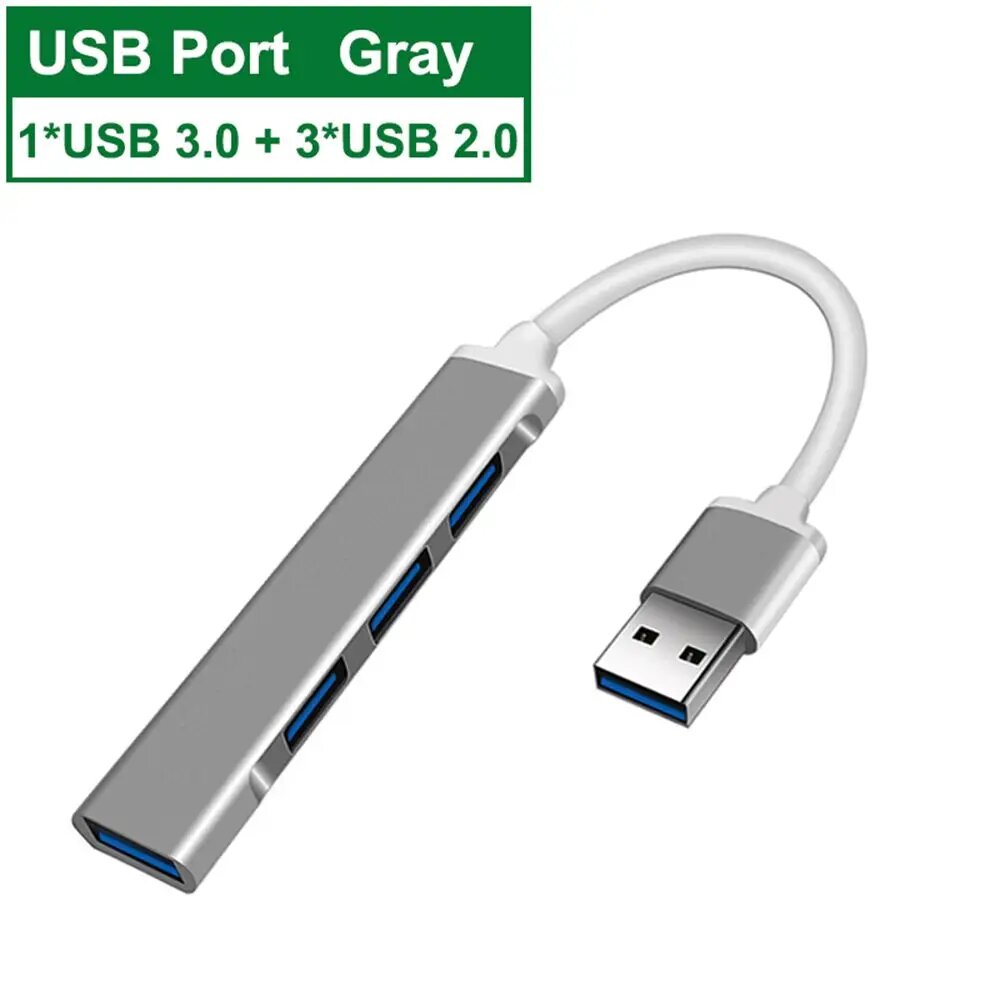 USB-хаб 4 порта USB 3.0 1-USB Gray