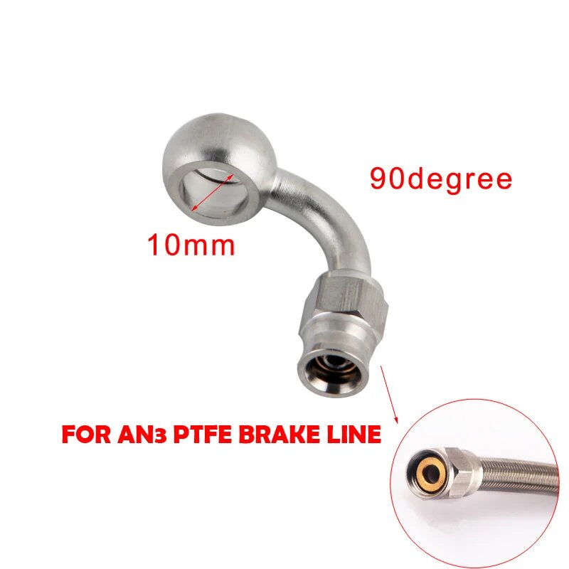 AN3 10 мм нержавеющая сталь Banjo Eye Brake PTFE шланг фитинг/шланг адаптер для автомобиля BJ02-90Z