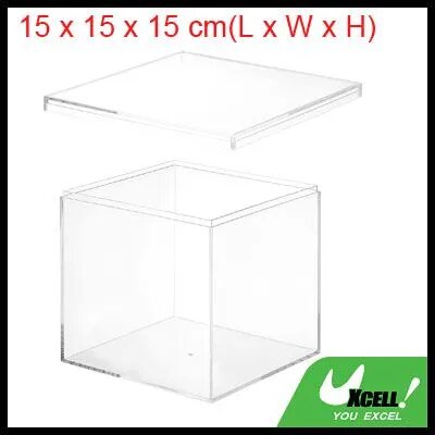 Uxcell Ящик для игрушек длина 15 см, ширина 15 см, высота 15 см 1 шт, акрилик, прозрачный