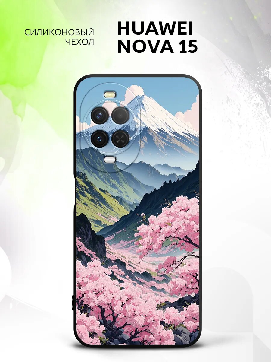 Чехол на Huawei Nova 15, Хуавей Нова 15 накладка, противоударный, с принтом японский пейзаж Азия
