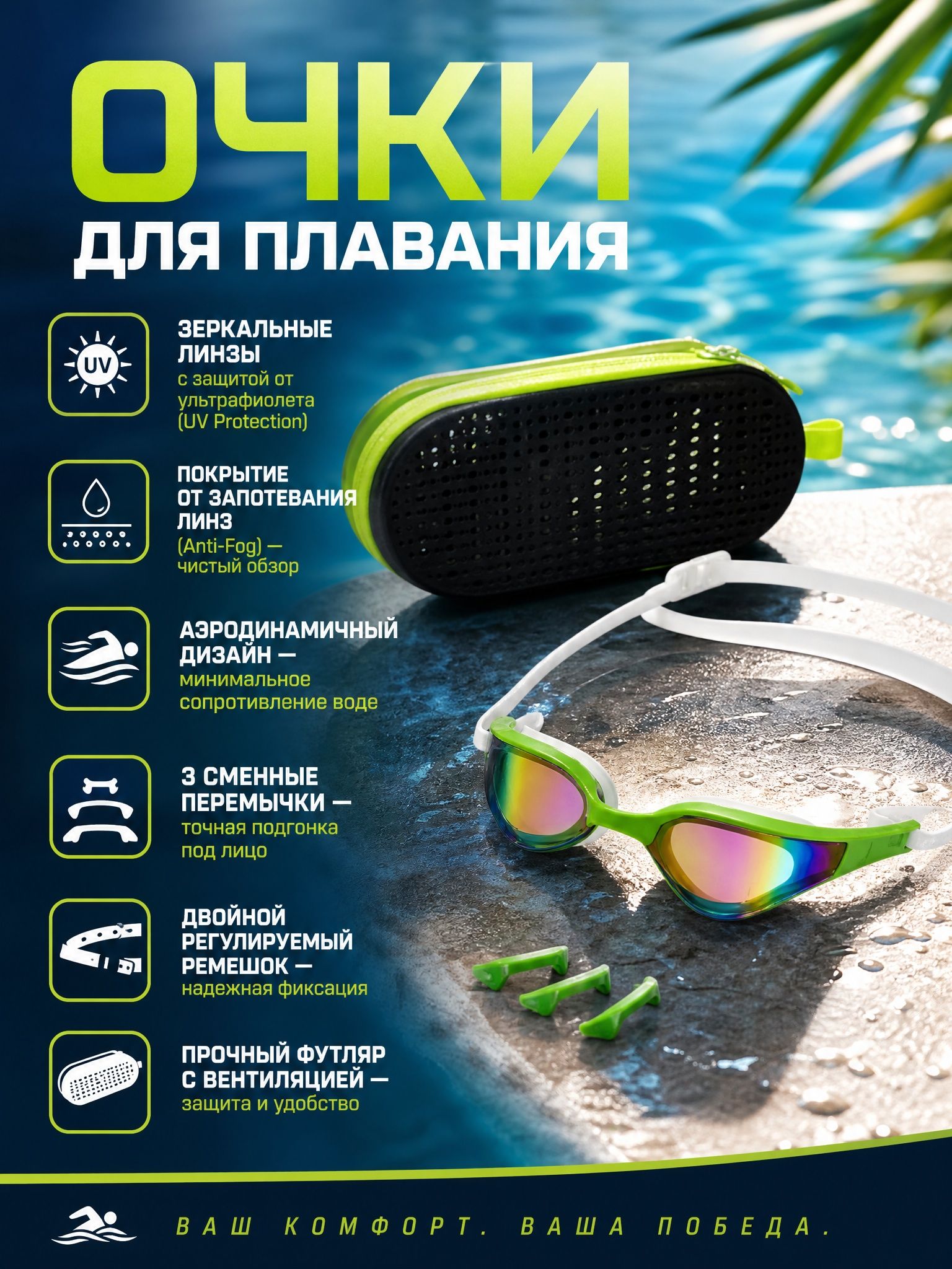 Очки для плавания Кроко-Скорость (Crocospeed)