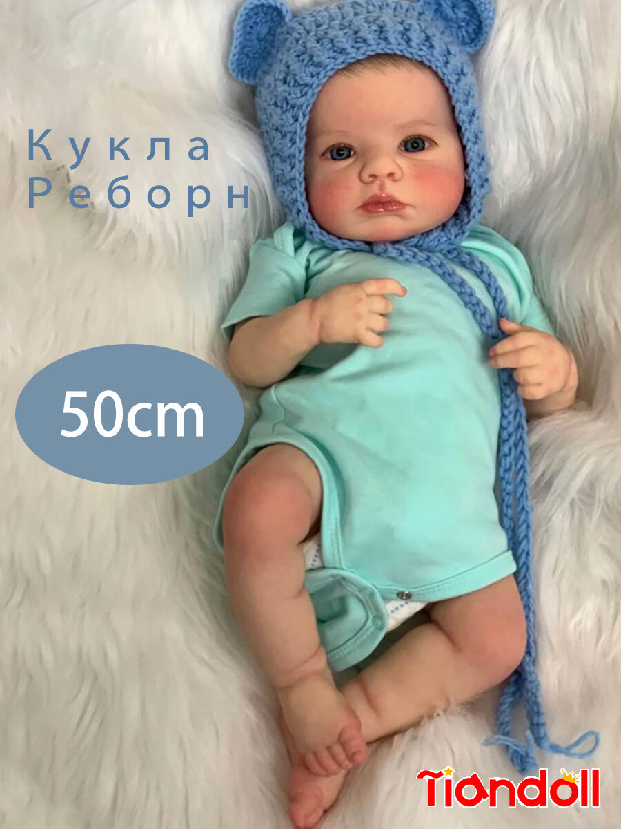 Реборн кукла 50 см, полностью из мягкого винила, реалистичный новорожденный младенец--NS930