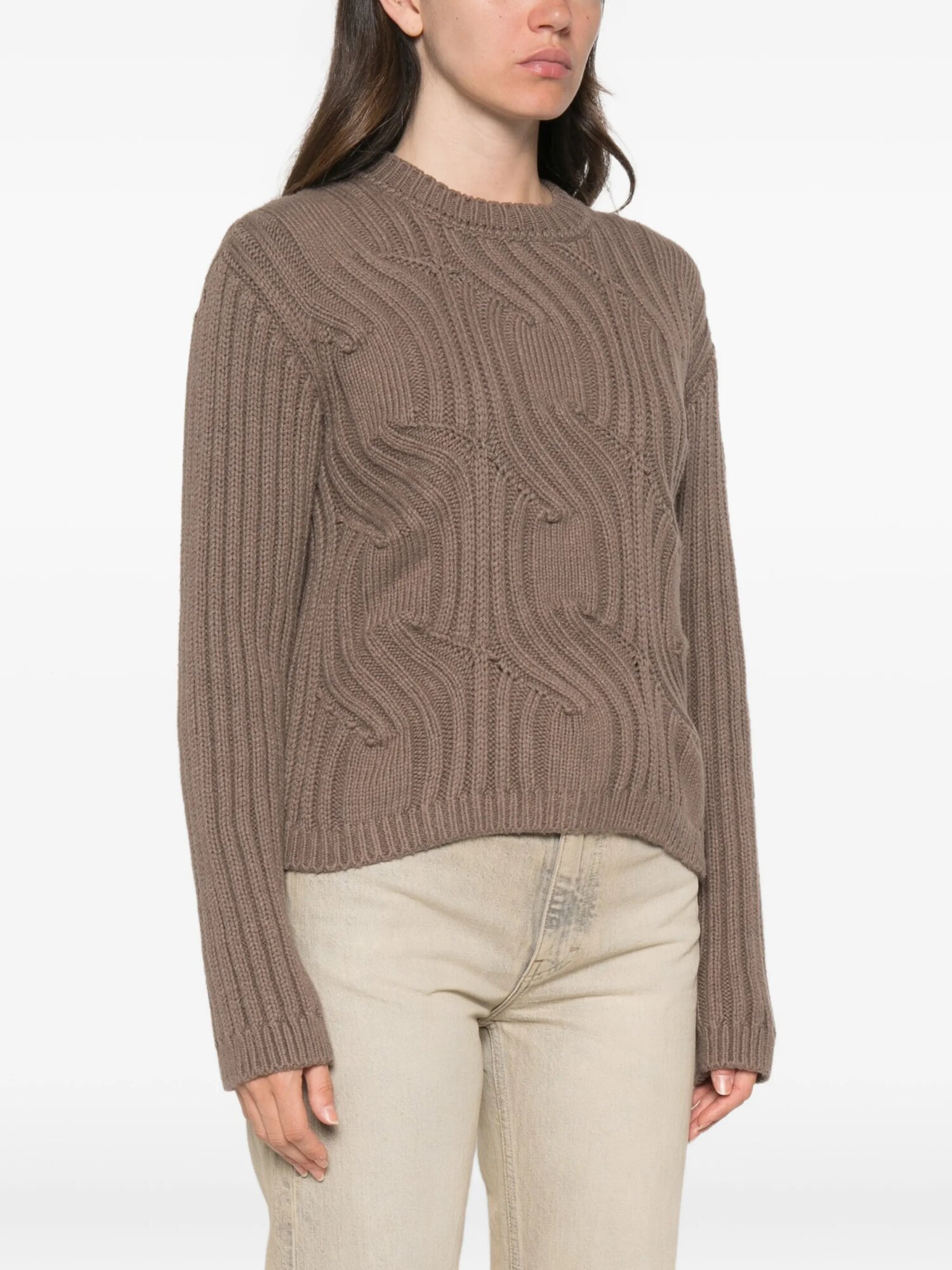 Свитер Moncler Ribbed cable-knit sweater, размер 42, , brown — фото 1