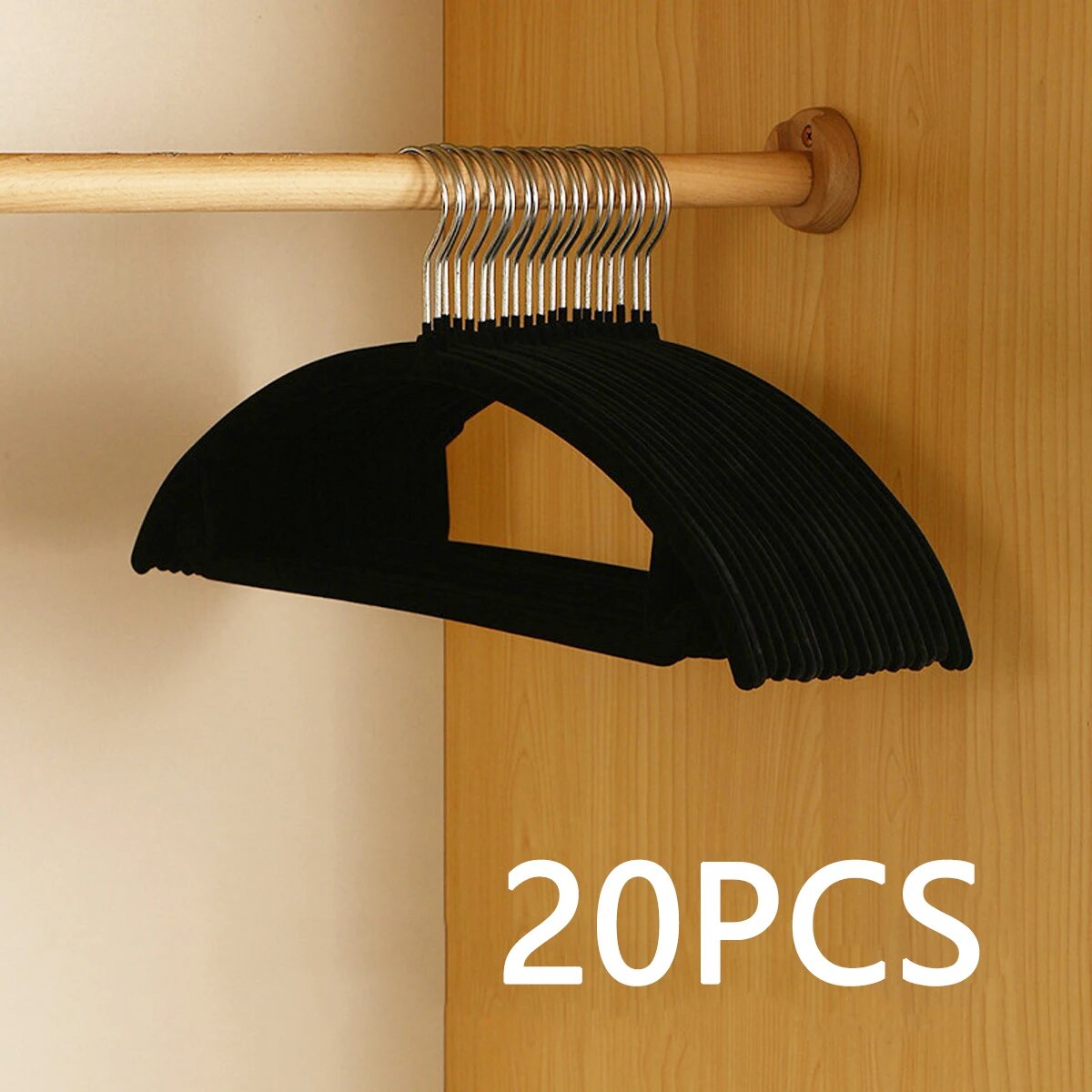 Пластиковые бархатные вешалки для одежды Set Associative Черный, Black 20Pcs