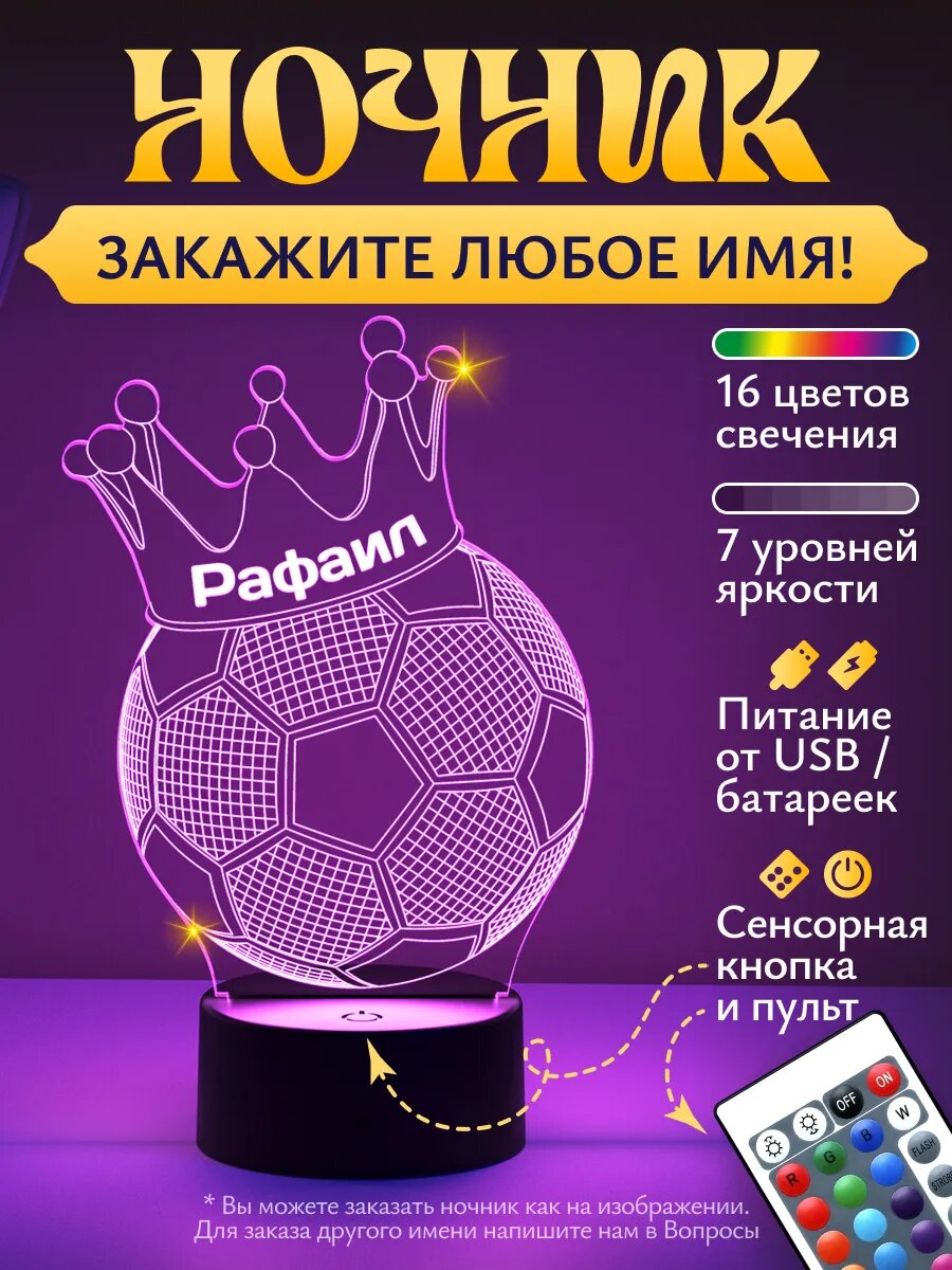 Ночник Рафаил - футбольный мяч с короной