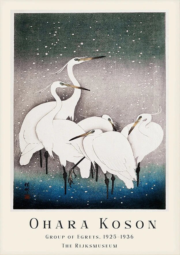 Ohara Koson "Group of Egrets", 40x60см, цвет 5