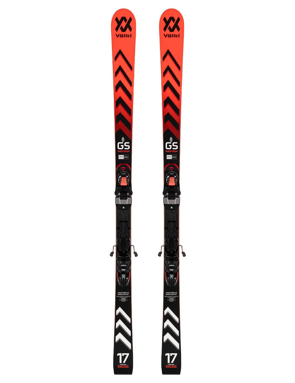 DECATHLON Лыжный комплект горный V lkl Racetiger GS R FIS с креплениями Marker Race 10, черный/красный, 144 см