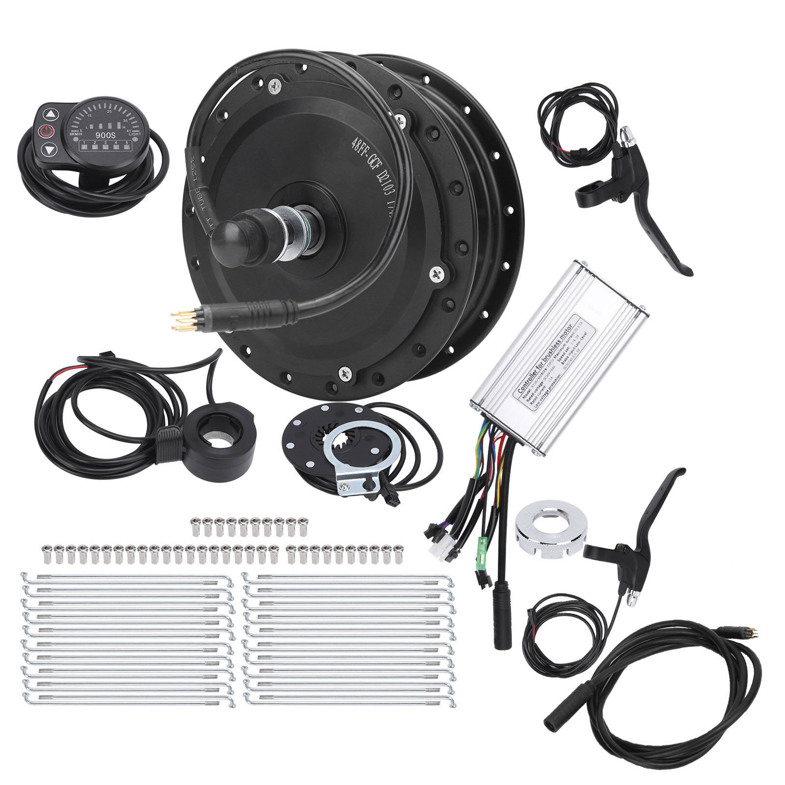 Комплект для конвертации электровелосипеда 48V 500W, передний мотор с дисплеем KT-900S, 12G спицы, для 24-дюймового колеса