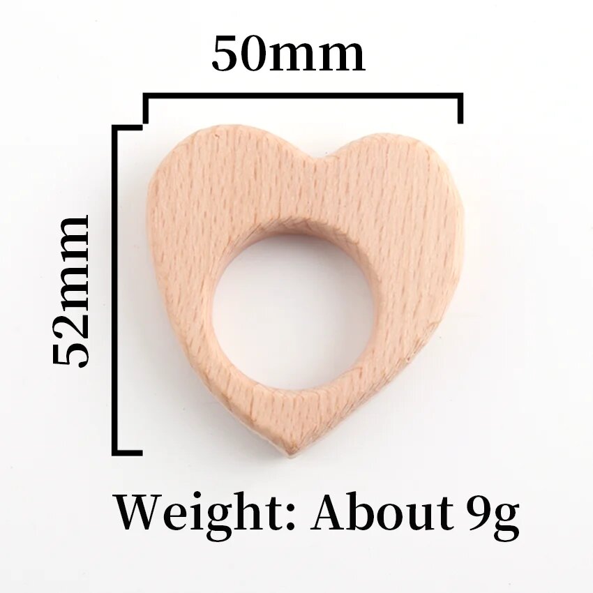 Деревянный прорезыватель для зубов JM002 из бука 1PCS, 11-Small Peach Heart