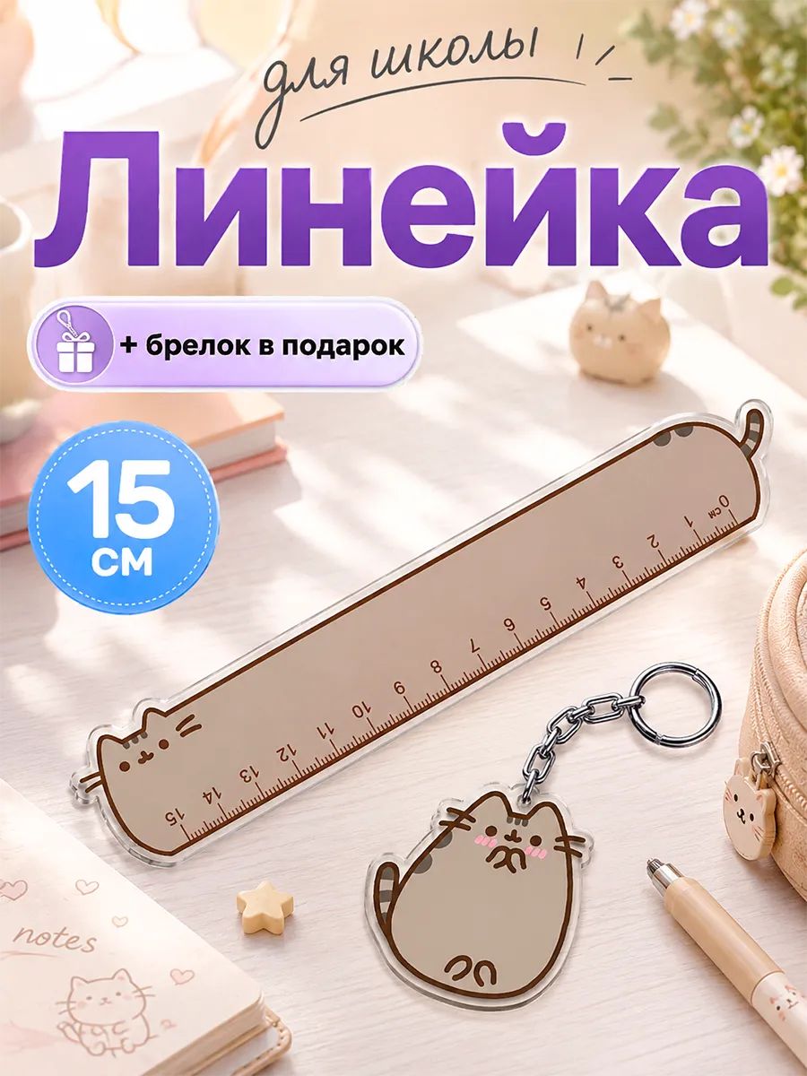 Канцелярия для школы линейка Кот Пушин