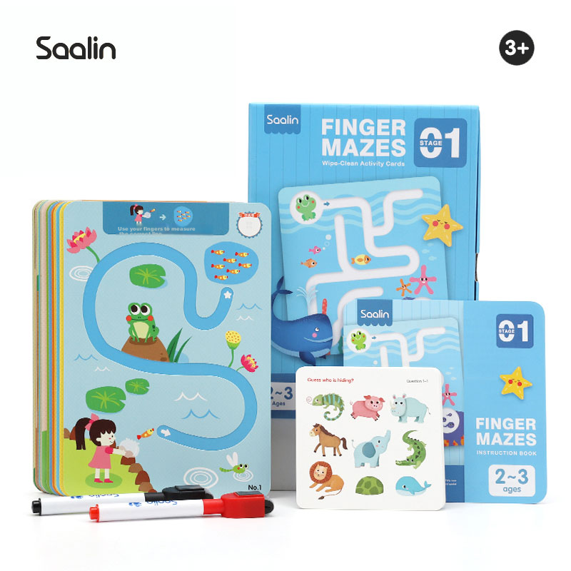 Игровой набор для развития концентрации у детей 3-6 лет, лабиринт с 50 задачами на развитие мышления Цвет：Вводный