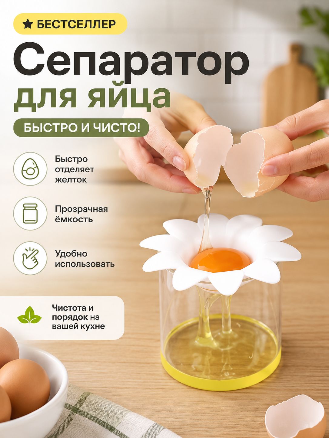 Сепаратор для яиц, 10.5 см , 1 предм.