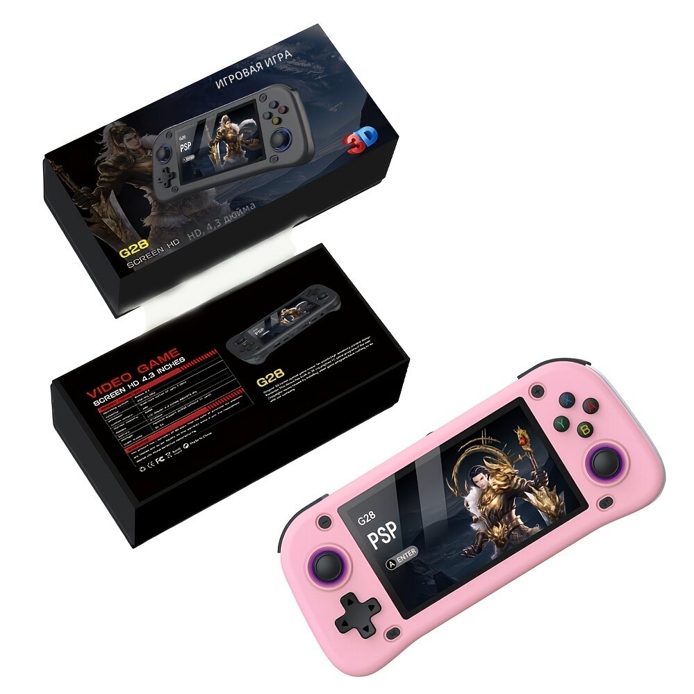 Портативная игровая консоль, IPS-экран 4.3 дюйма, накопитель 128 ГБ, розовый цвет