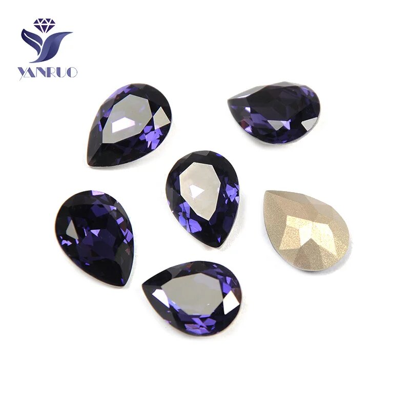 Стразы YANRUO 13x18mm, 8 шт, фиолетовый Purple Velvet