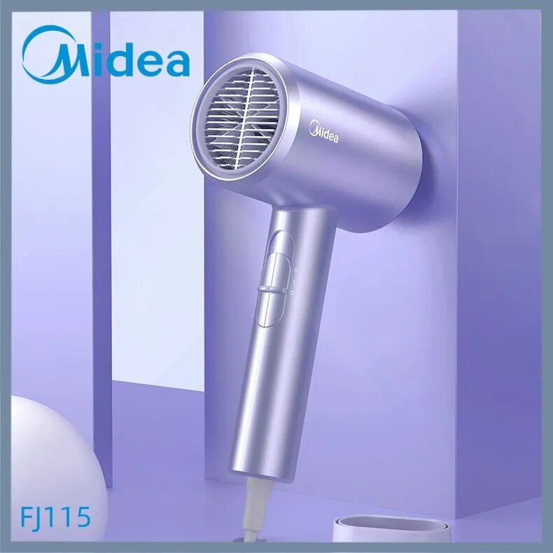Midea Фен для волос FJ115 1800 Вт, скоростей 2, фиолетовый, сиреневый