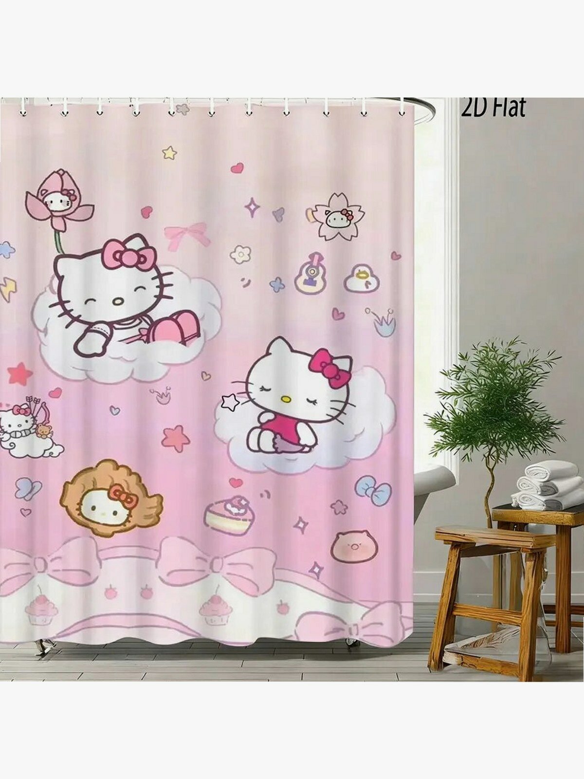 Водонепроницаемая шторка для душа Hello Kitty из полиэстера 1pc-120x180, 5